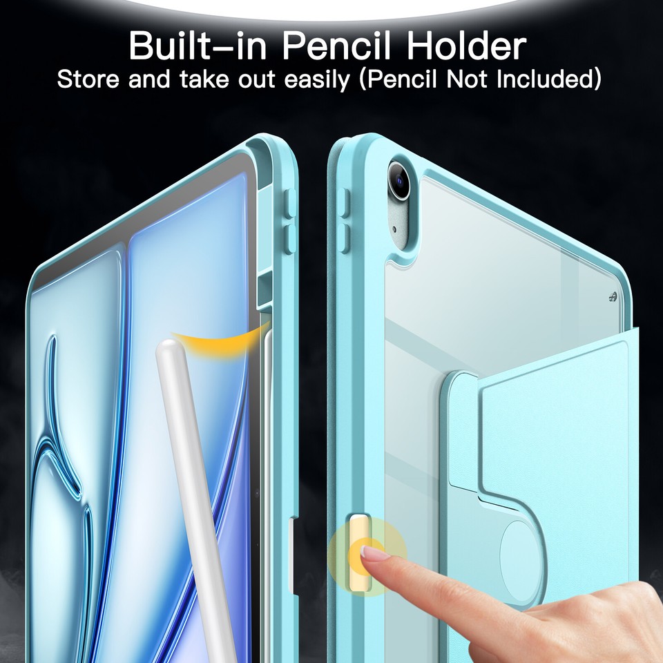 JETech Rotating Case for iPad Air 13-Inch M3/M2 (2025/2024) with Pencil ...