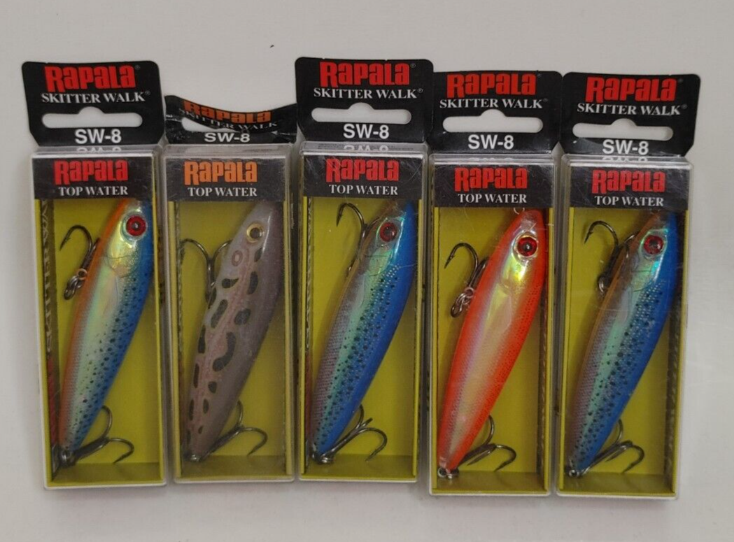 (5) Rapala Skitter Walk SW-8 Top Water Fishing Lures Lot of 5 | eBay