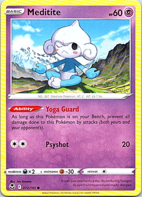 Meditite 072/195 Pokemon Silver Tempest Regular Light Play | eBay