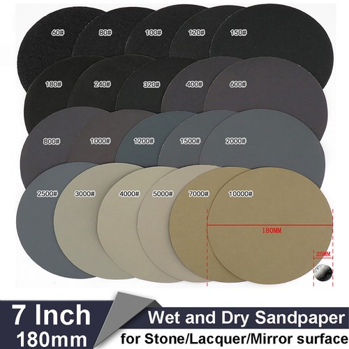 7inch 60-10000Grit 180mm Round Sandpaper Pads Sanding Disc Wet Dry ...