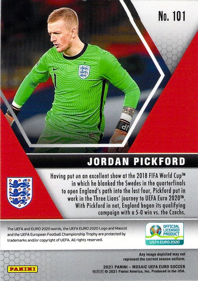 Jordan Pickford 2021 Panini Mosaic UEFA Euro Cup 2020 Soccer Card #101 ...
