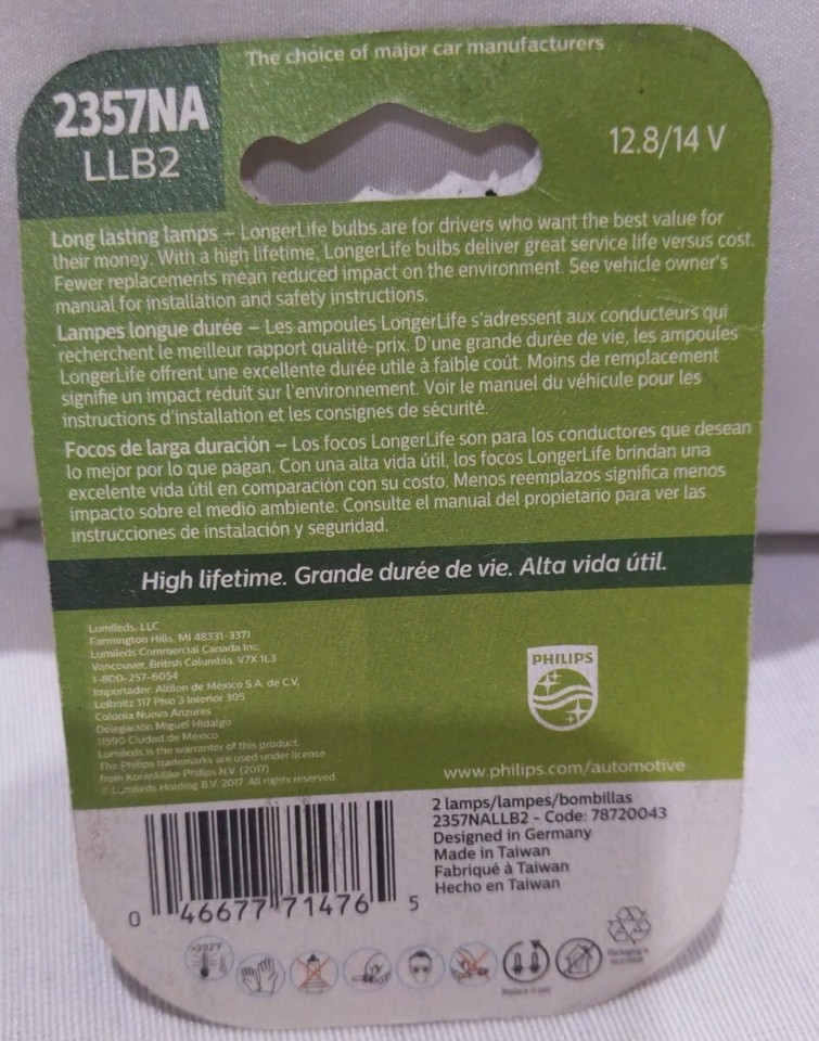 Philips Longer Life 2357NA LLB2 (2) Incandescent Lamps 12.8/14V | eBay