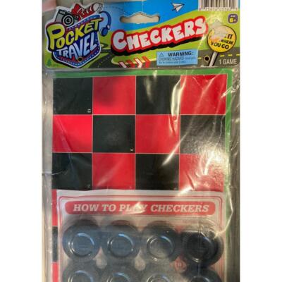 Pocket Travel Checkers Game with Board and Game Pieces Age 6+ New | eBay