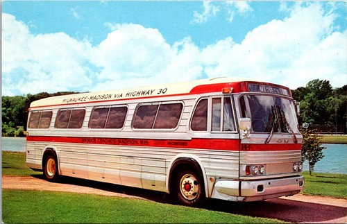 Madison & Milwaukee Wisconsin Badger Coaches GM Intercity Bus Postcard ...