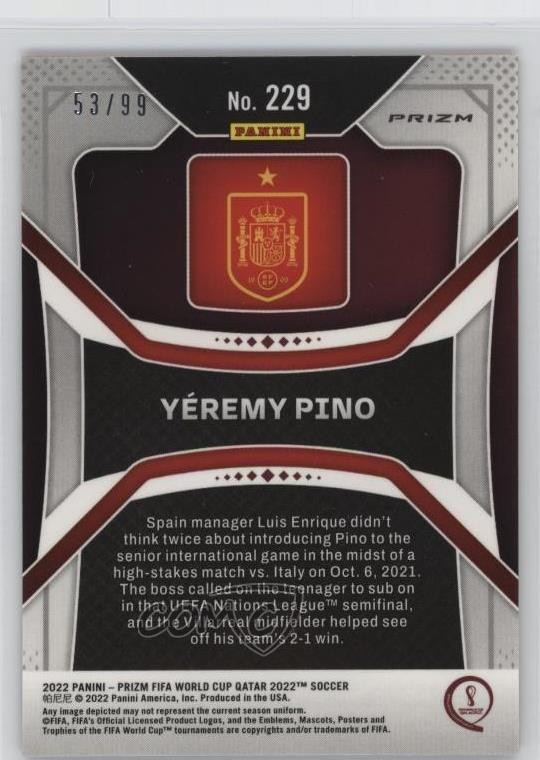 2022 Panini Prizm World Cup Qatar Breakaway Red Prizm /99 Yeremy Pino ...