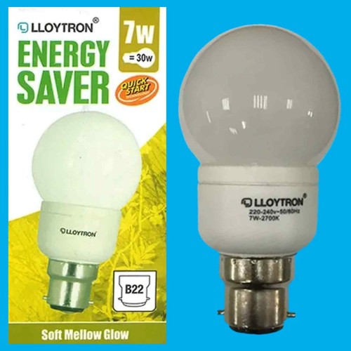 10x 7W (=30W) Quick Start CFL GLS Light Bulbs Low Energy B22 Bayonet BC ...