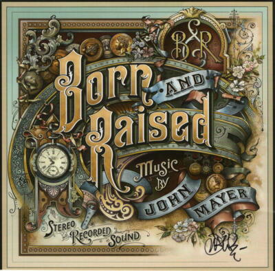 JOHN MAYER SIGNED AUTOGRAPH 11x11 ALBUM LP PROMO FLAT BORN & RAISED ...
