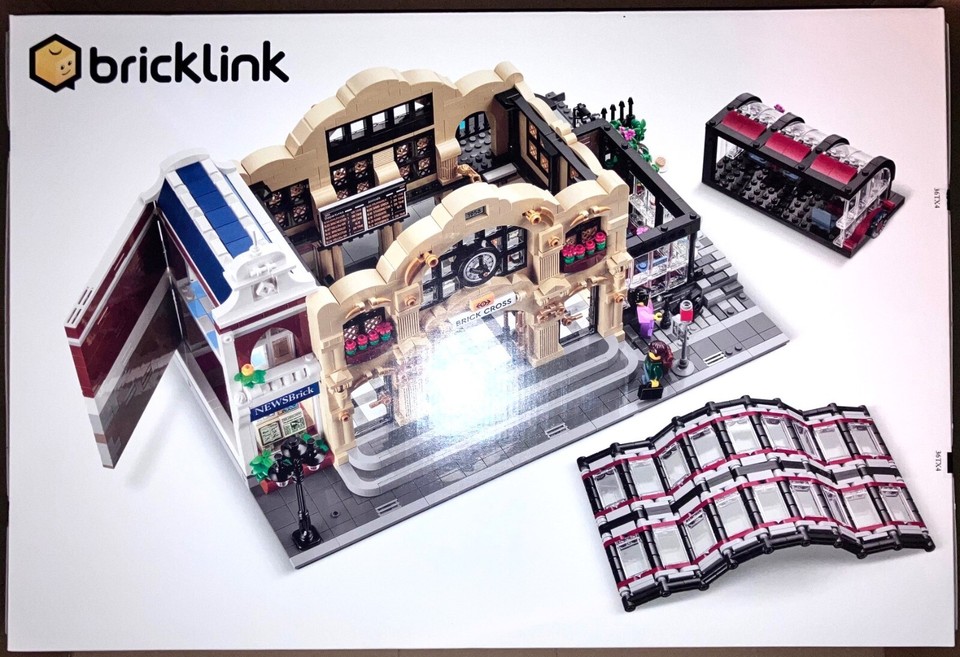 LEGO Bricklink 910034 Brick Cross Train Station Modular Set In Hand ...
