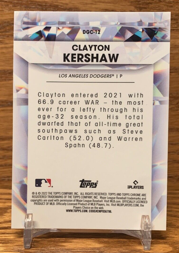 CLAYTON KERSHAW Diamond Greats Chrome | 2022 Topps Chrome Update ...