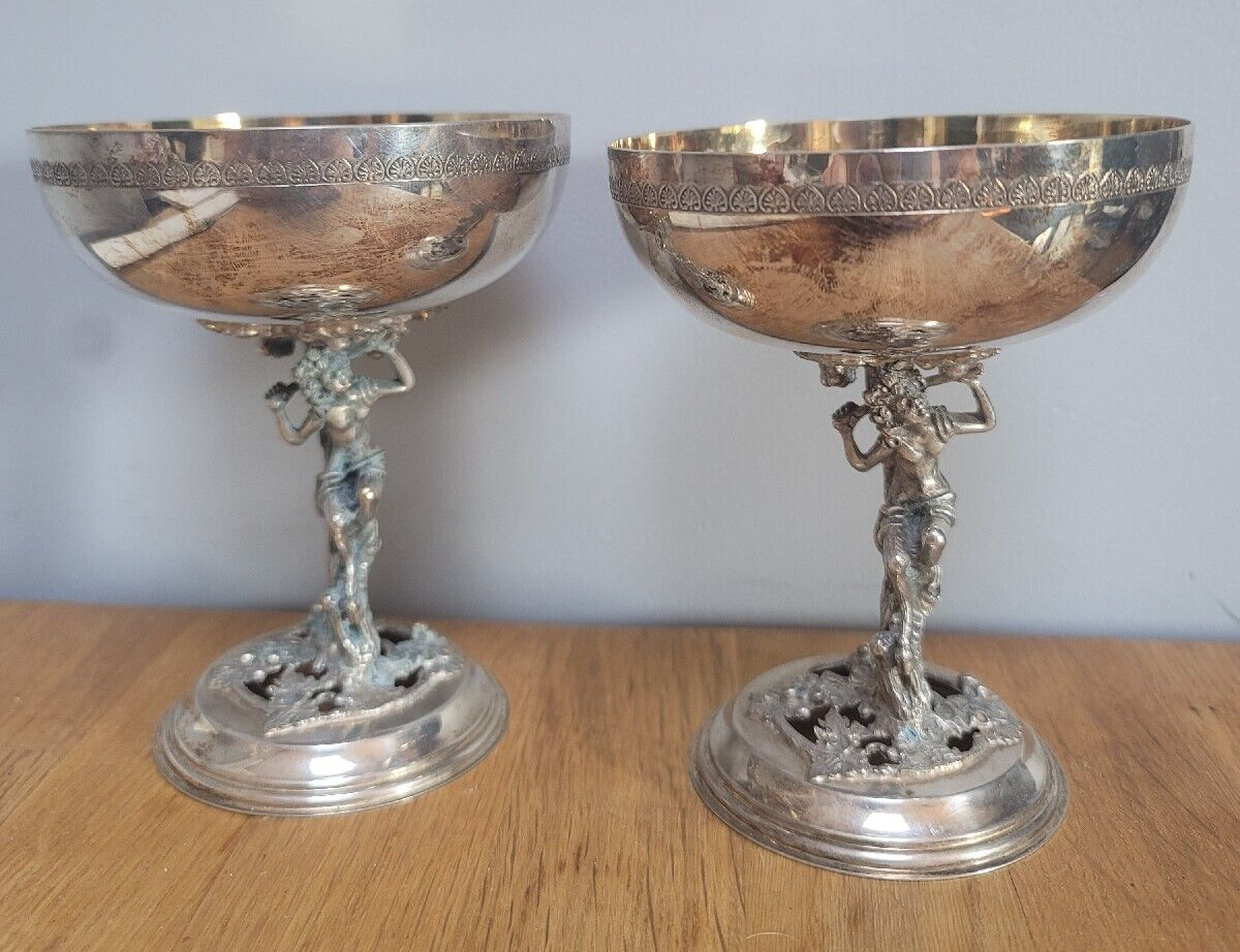 Bacchus Silver plate Toasting Goblet Set by AlpaDur 2 piece God of ...