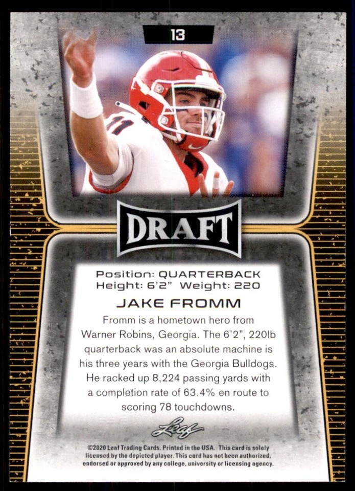 2020 Leaf XRC Red Jake Fromm Rookie Buffalo Bills #13 | eBay
