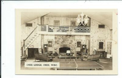 Real Photo Postcard Post Card Okee Wis Wi Okee Lodge Interior | eBay