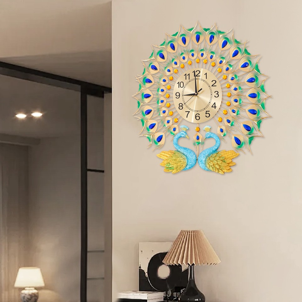 Large Peacock Wall Clock Modern Decorative Peacock Wall Clocks Home ...