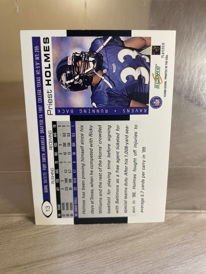 2000 Score Football Card #13 Priest Holmes I 297 | eBay