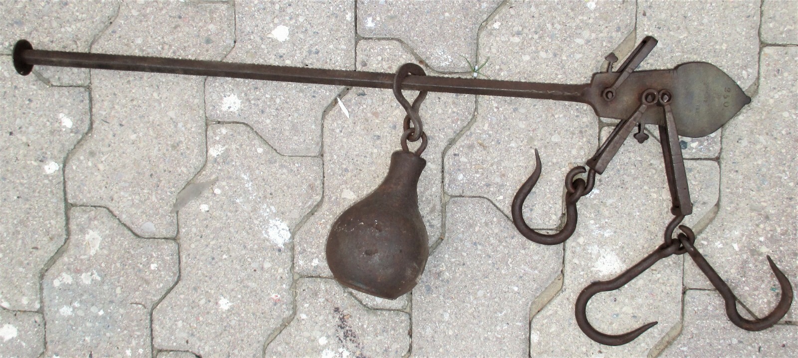 Antique JS&S 3-Hook Slide Balance Hanging Beam Scale Weight 250lb ...