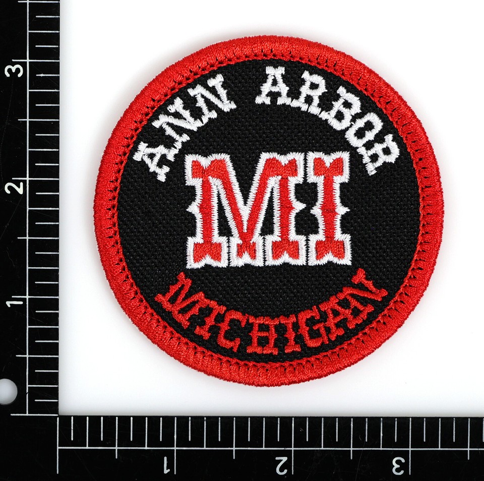 Ann Arbor Michigan Embroidered Patch Black/Red Iron-On Sew-On Shirt Hat ...