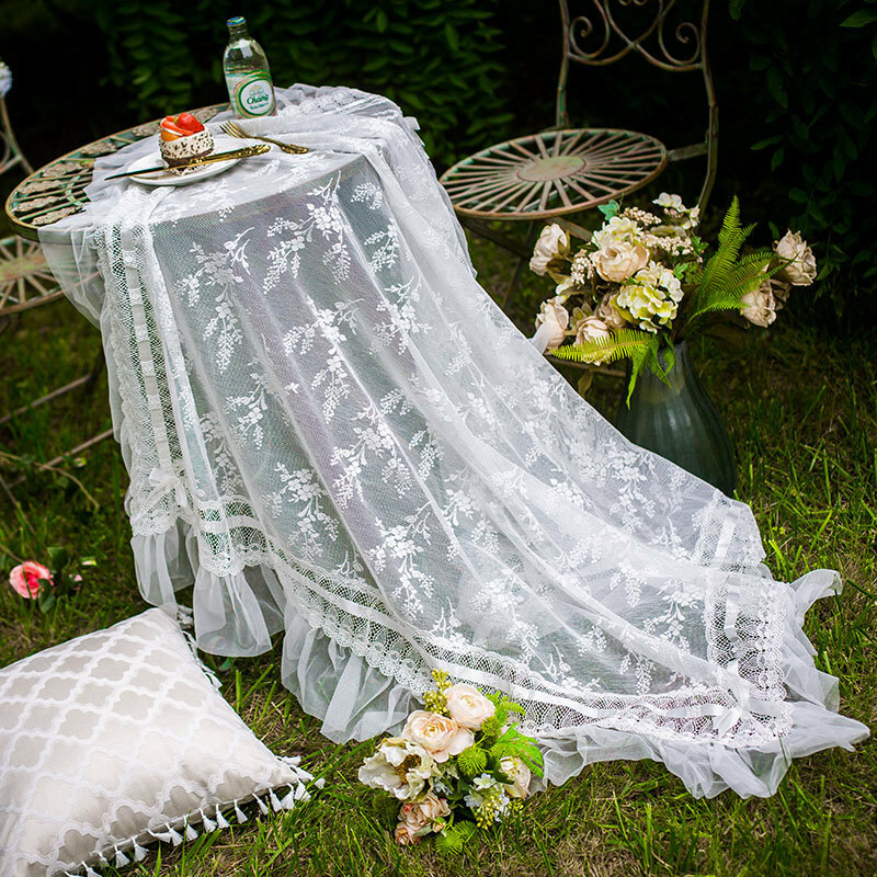 Elegant White Lace Rectangle Tablecloth Square Night Table Cover Home ...