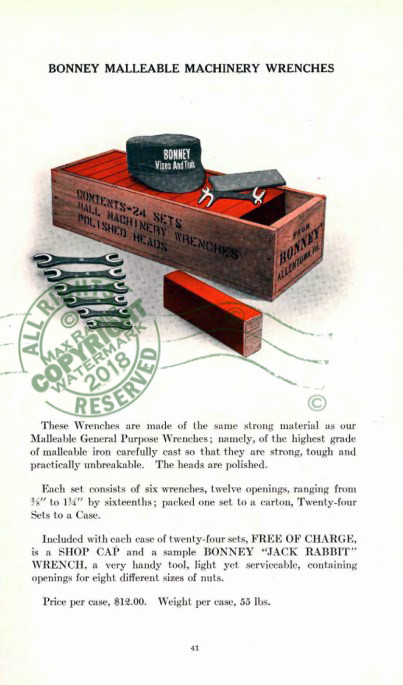 Bonney Tool Works 1919 Vises + Wrenches CATALOGUE Tools Models Samples ...