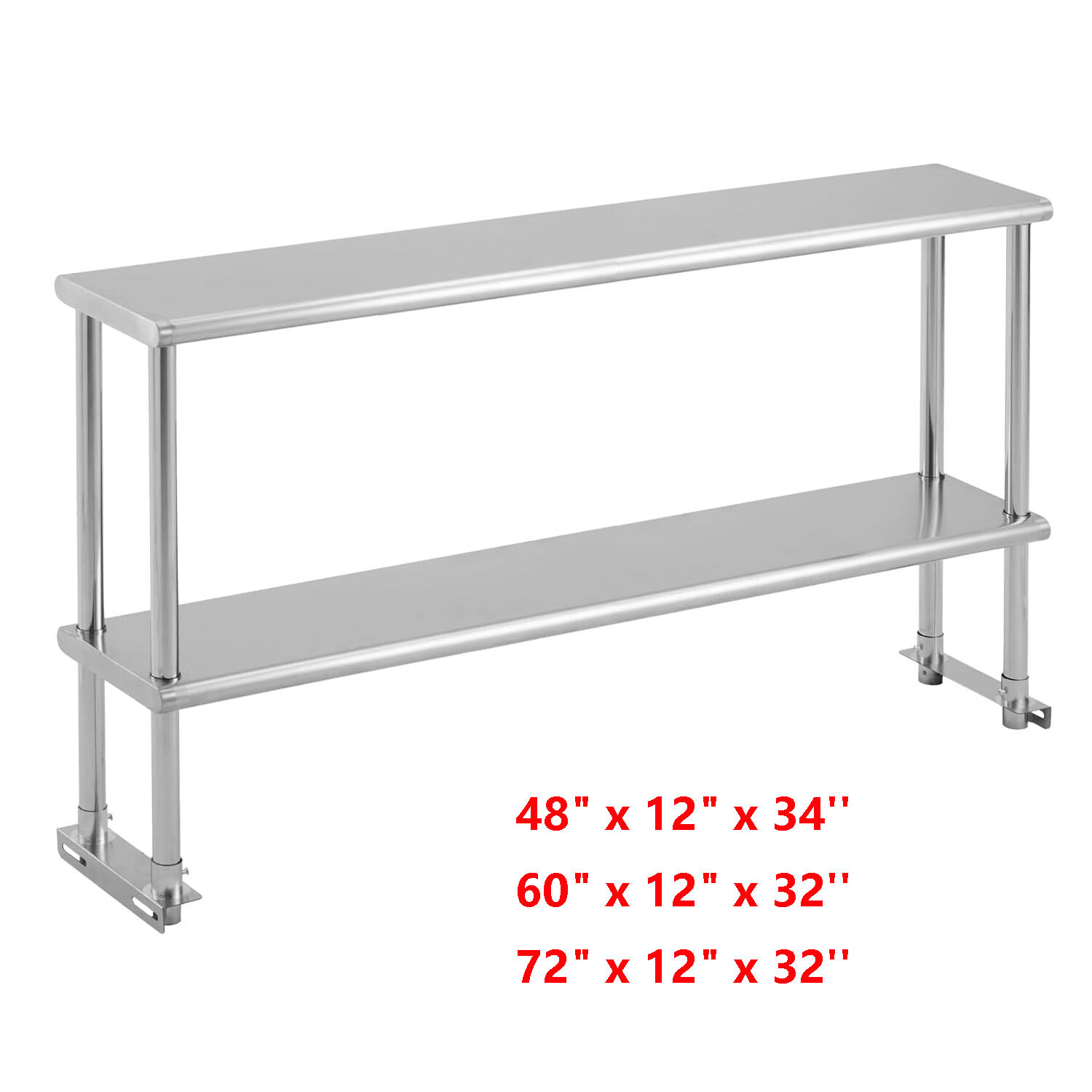 NSF Stainless Steel Work Table Commercial Adjustable Double Shelf 48/60 ...