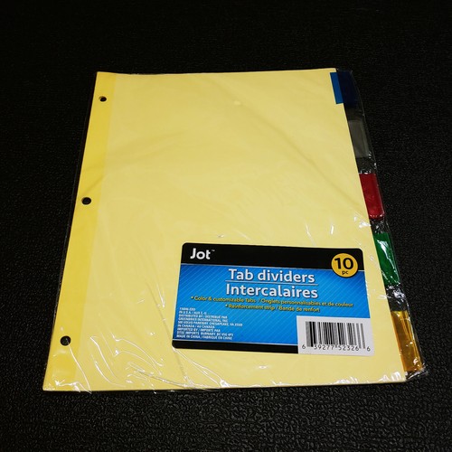 JOT Tab Dividers 10 pc. Color Customizable Tabs With Reinforced Strip ...
