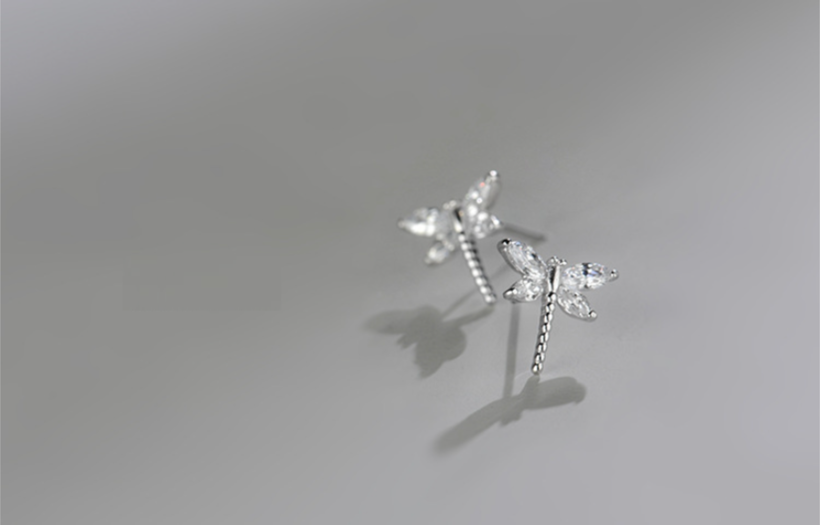 Super Adorable Tiny Dragonfly Silver Pave Cubic Zirconia Stud Earrings | eBay