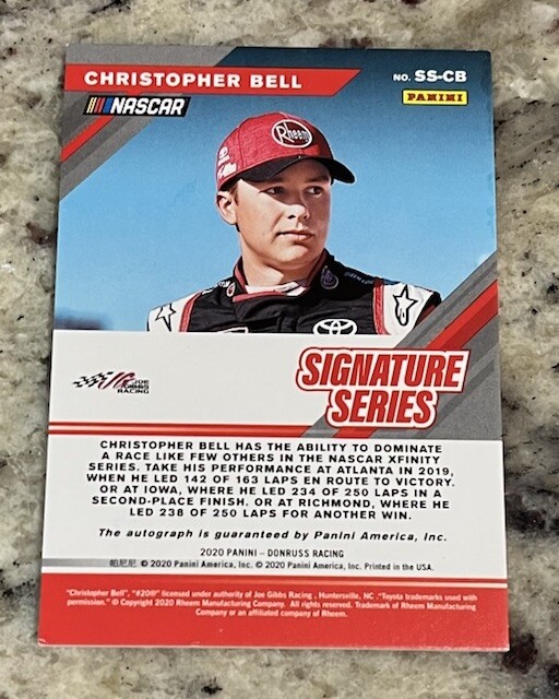 2020 Donruss Signature Series RED AUTO Christopher Bell Autograph #108/ ...