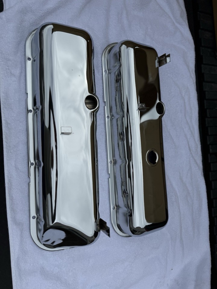 Chevrolet Chrome CHEATER Valve Covers SLANT BBC 396 427 454 NEW 1/2 ...