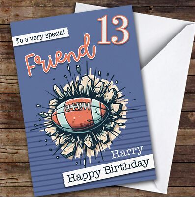 13th Friend Rugby Ball Teenager Custom Personalised Birthday Card | eBay UK