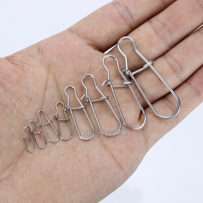 100Pack Fishing Snaps Duo Lock Snaps Stainless Steel 0#-8# Quick Lure ...
