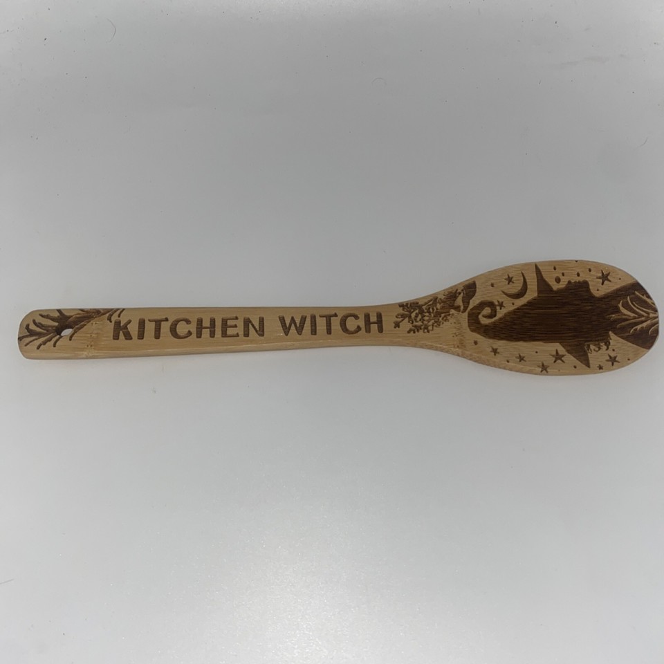 3 Witchy Decor Halloween Laser Engraved Bamboo Large Wooden Spoons ...