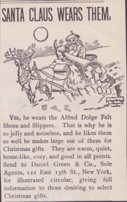 Alfred Dodge Felt Shoes and Slippers - Santa Claus Wears Them - Vintage ...