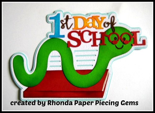 1st DAY SCHOOL WORM title paper piecing for Premade Scrapbook Pages by ...