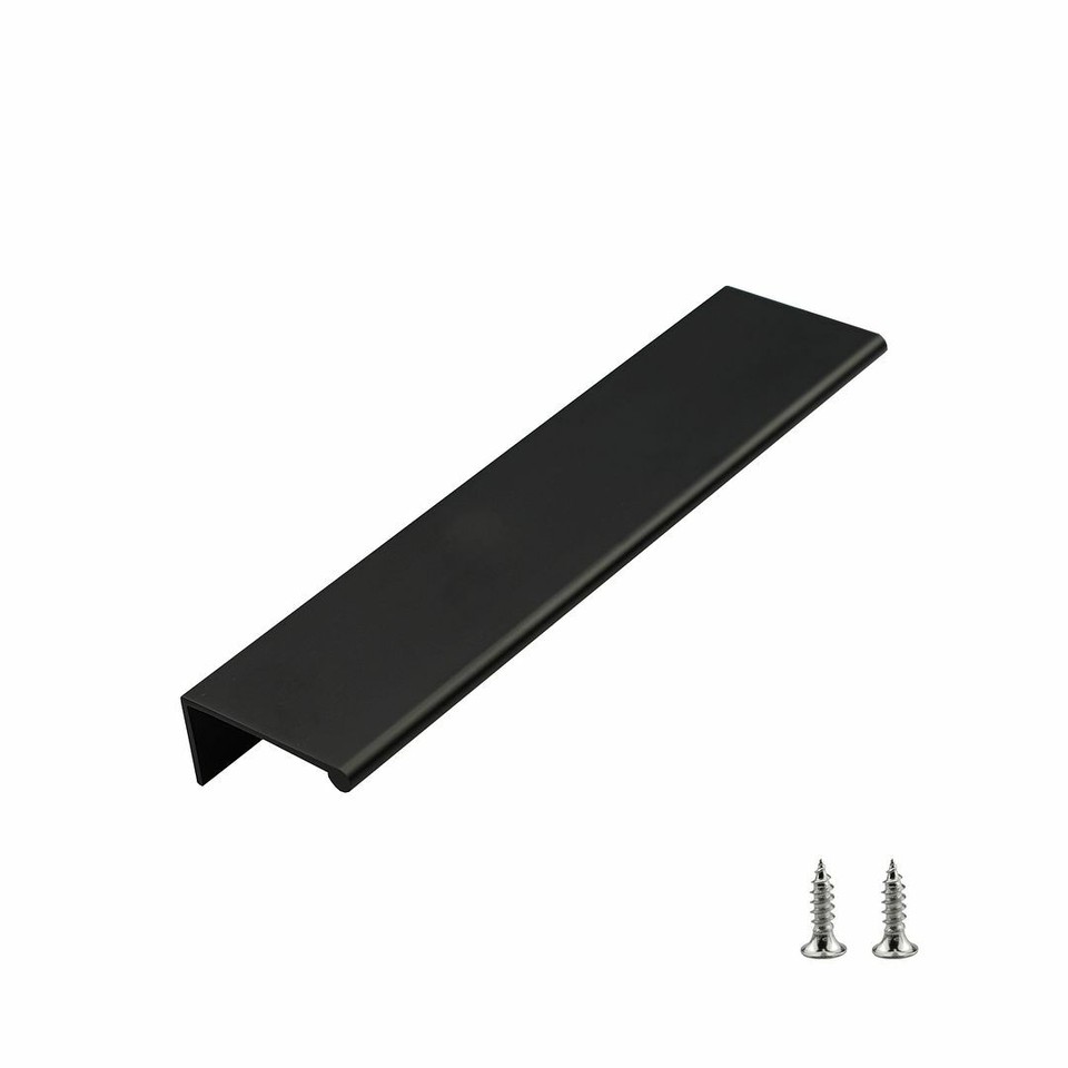 Matte Black Finger Edge Pull Kitchen Cabinet Door Handle Bar Back Mount ...