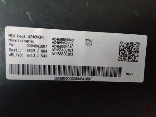 Mercedes W246 B-Klasse Mopf Stoßstange Hinten Mountaingrau PDC ...