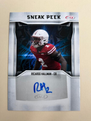 2024 Sage Hit RICARDO HALLMAN Sneak Peek Auto Wisconsin Badgers | eBay