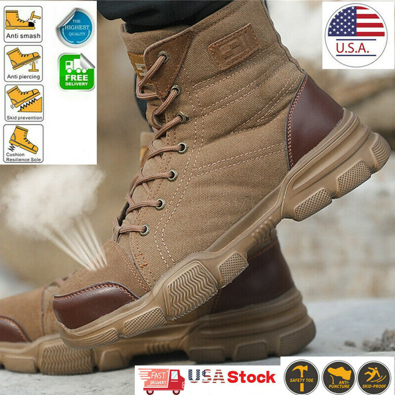 Mens Military boots Work Safety Shoes Steel Toe Bulletproof Boots ...