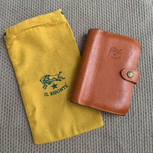 IL BISONTE Leather Notebook Cover 6 Holes Logo Brown with Storage Bag ...