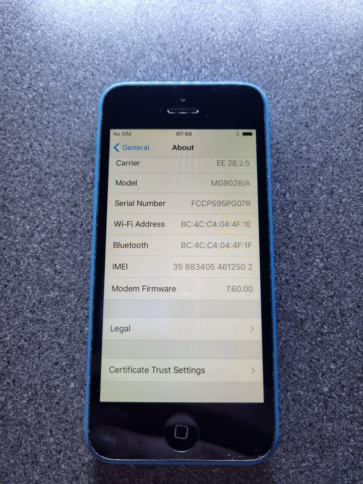 Apple iPhone 5c A1507 8GB Blue - READ DESCR, Grade C, AA4134 | eBay UK