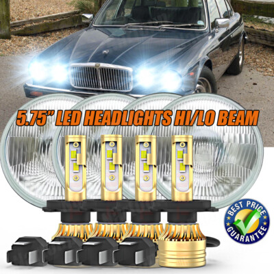 For Jaguar XJ6 XJS XJ12 4PCS 5.75" Inch LED Headlights Chrome Hi/Lo ...