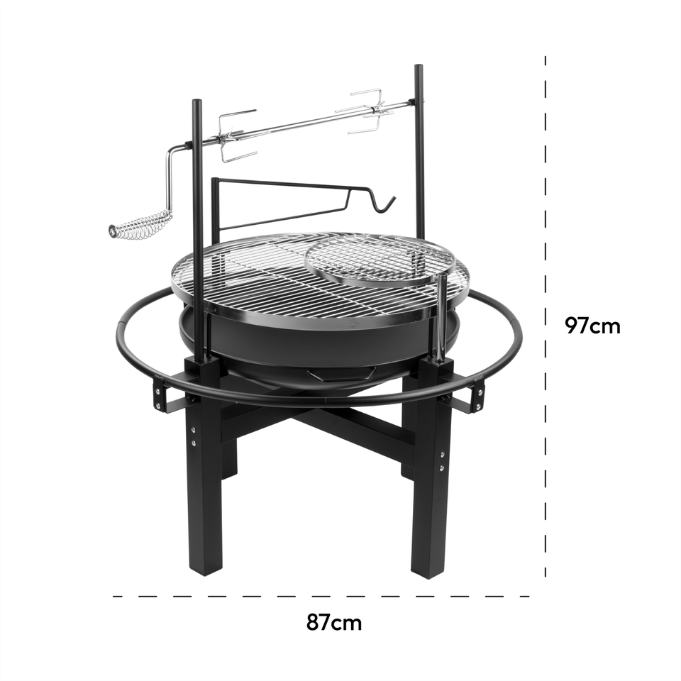 OUTDOOR CHARCOAL BBQ GRILL WITH ROTISSERIE BARBECUE HOT SPIT ROAST FIRE ...