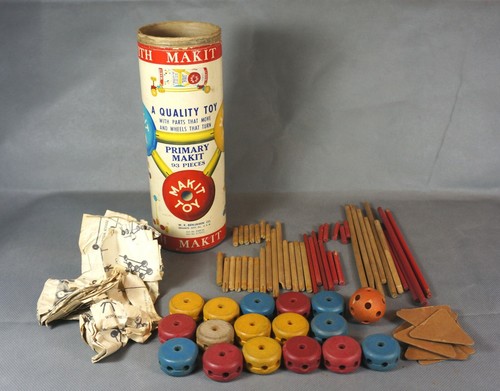 Vintage Makit Toy Early Tinker Toy Building Set Circa 1950's | eBay