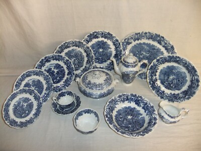 Booths British Scenery - pattern A 8024 vintage blue pottery tableware ...