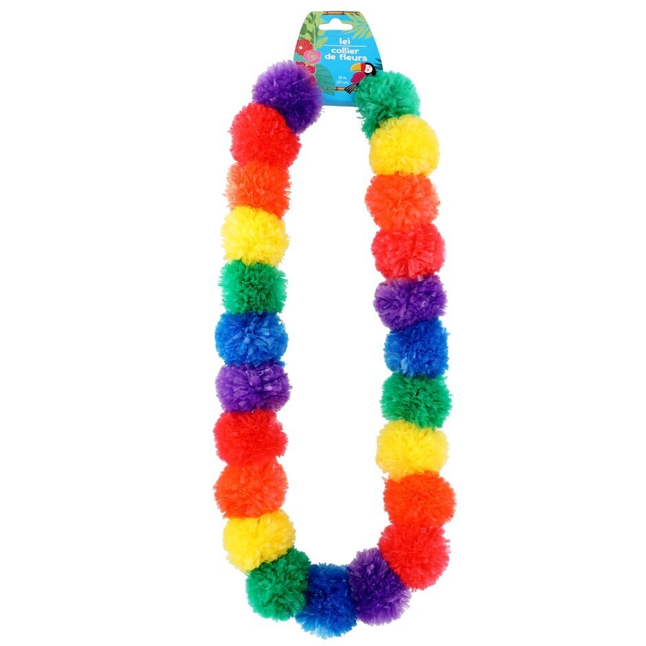 Assorted Tropical-Themed Ball Party Leis, 38 in. Choose 1 from 6 Colors ...