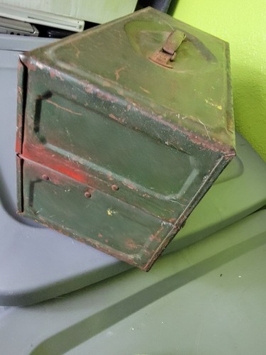 Vintage Excelsior Green Metal Utility Toolbox Portable Storage Tackle ...