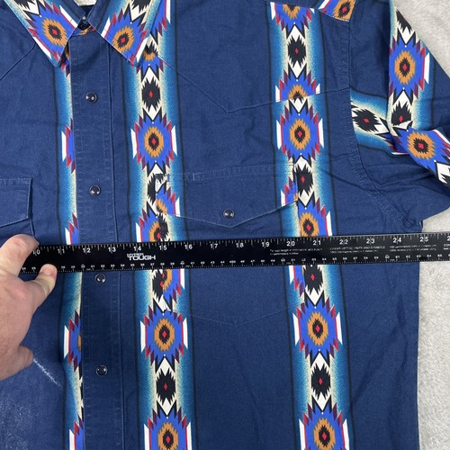 VTG Wrangler Pearl Snap Shirt L Aztec Navajo Tails Brushpopper Western ...