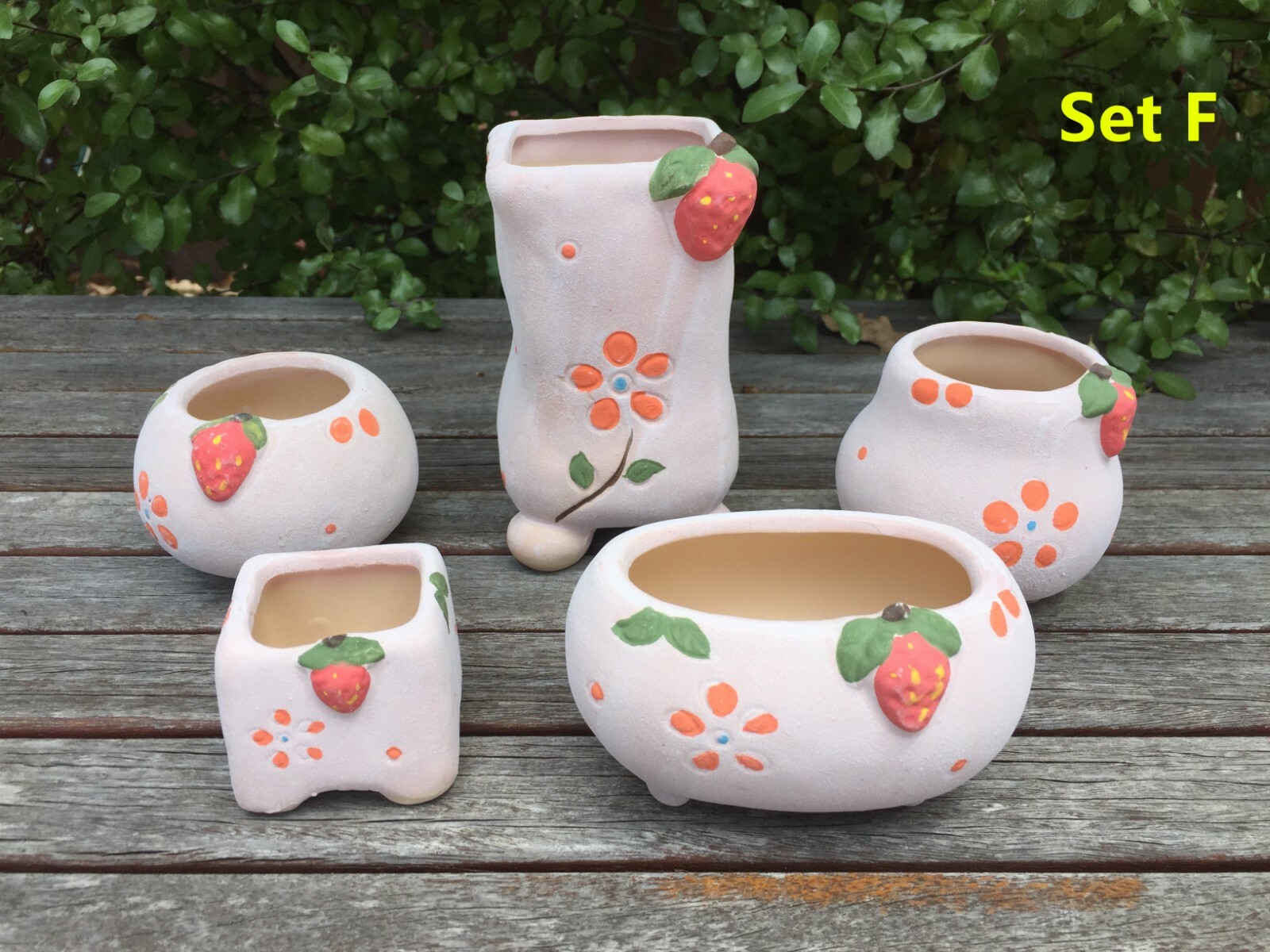 5x Small Ceramic Pottery Set Pots Handmade Flower Plant Succulent ...