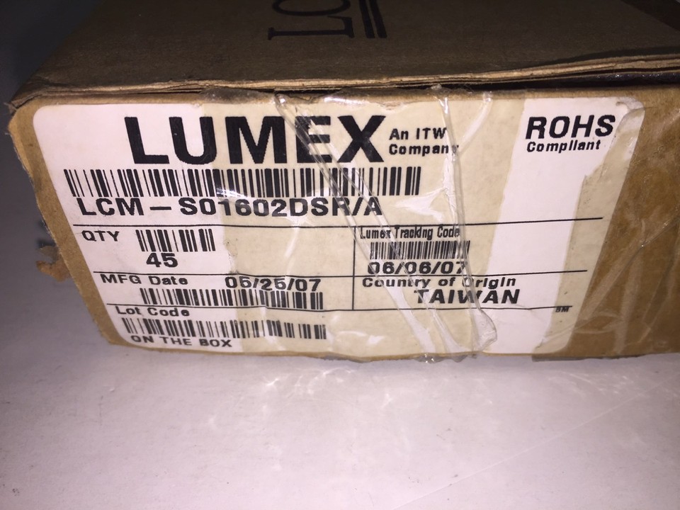 (3 PIECE LOT) LCM-S01602DSR/A, LUMEX, LCD MODULE 16X2 CHARACTER, ROHS ...