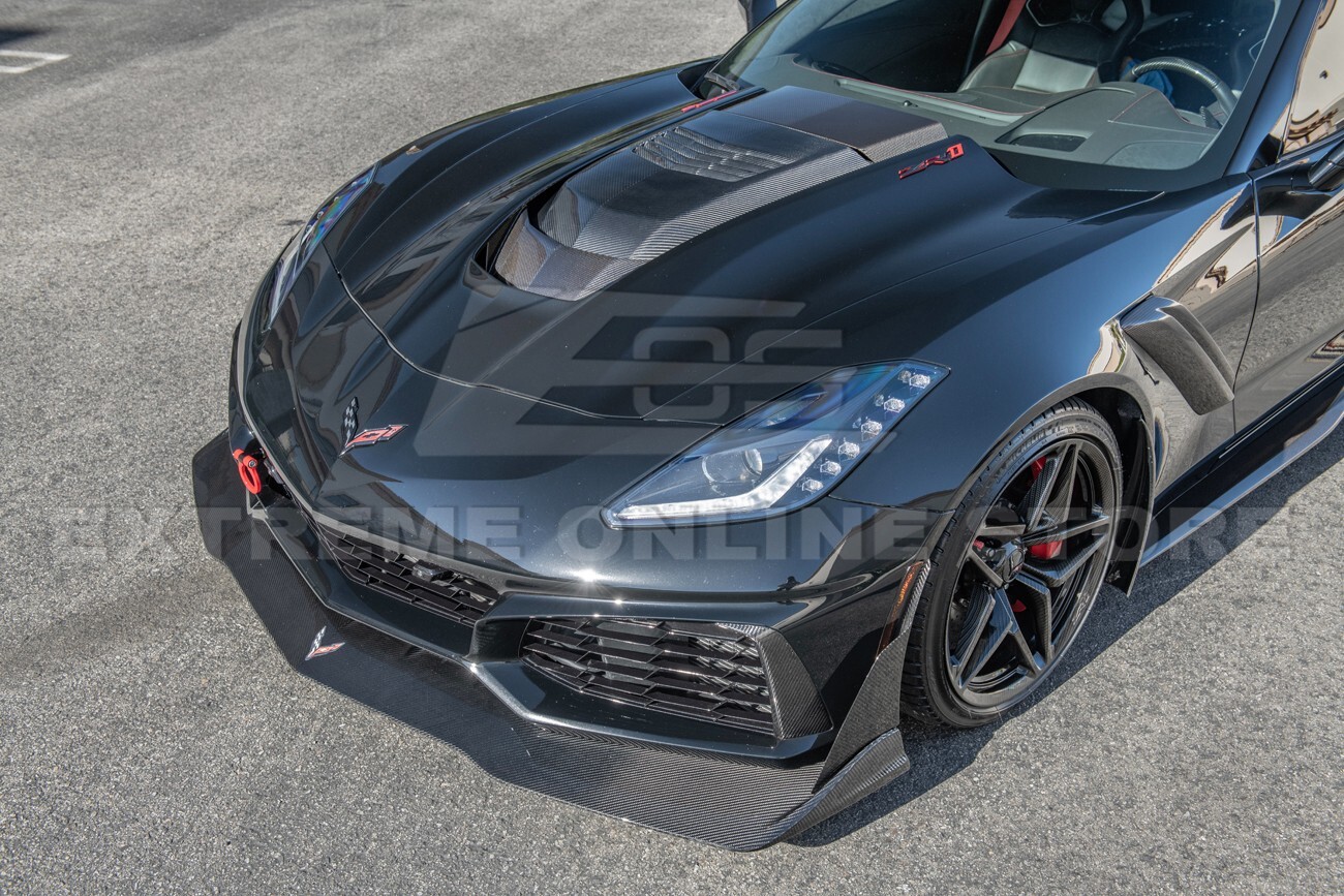 For Corvette C7 ZR1 Factory Carbon Fiber Front Splitter Side Winglet ...