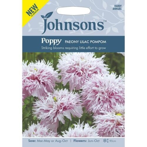Johnsons Poppy Seeds - Paeony Lilac Pom-pom BB 2026 / 750 seeds ...