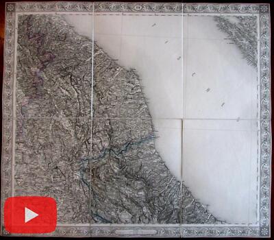 Central Italy 1858 Scheda linen-backed large map Rome to Ancona ...